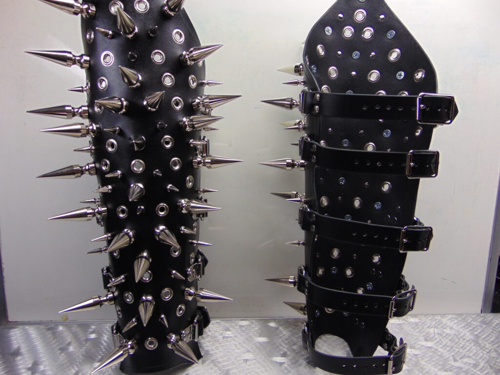 LEATHER SPIKED SHIN GUARD