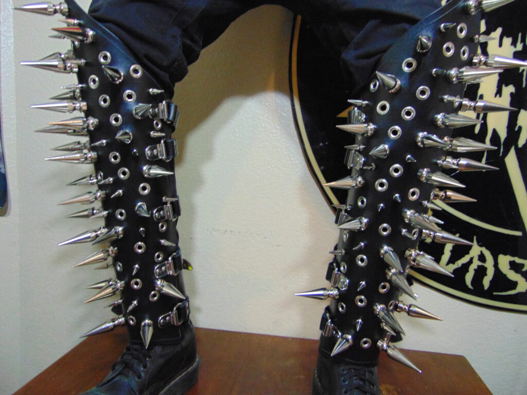 LEATHER SPIKED SHIN GUARD
